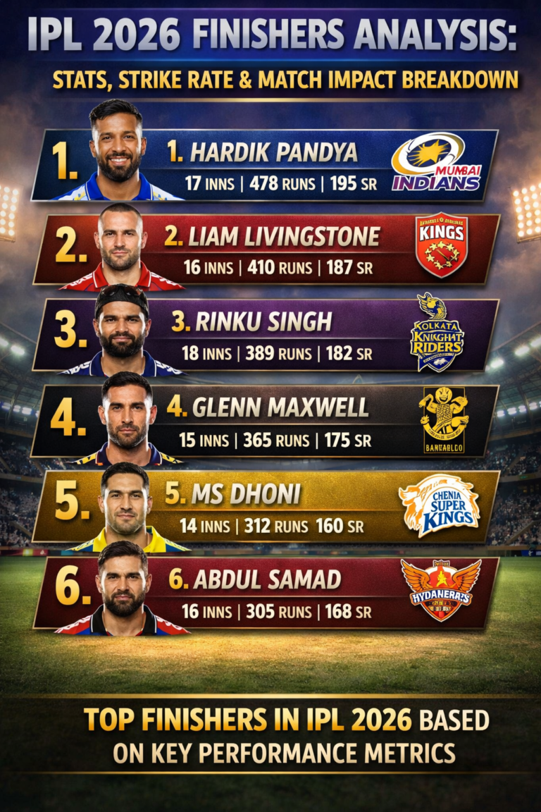 IPL 2026 Finishers Analysis: Stats, Strike Rate & Match Impact Breakdown